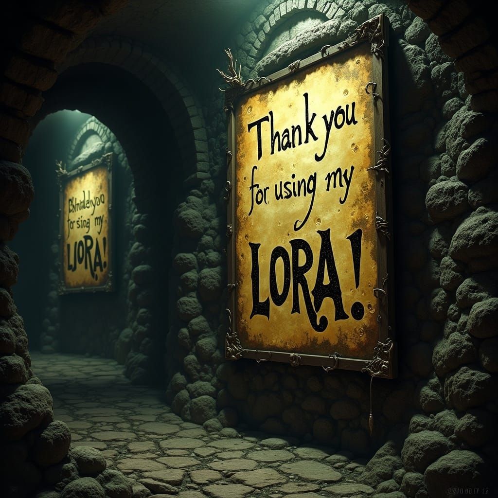 "Thank you for using my LORA!" poster ominous horror eldritch entangled ...