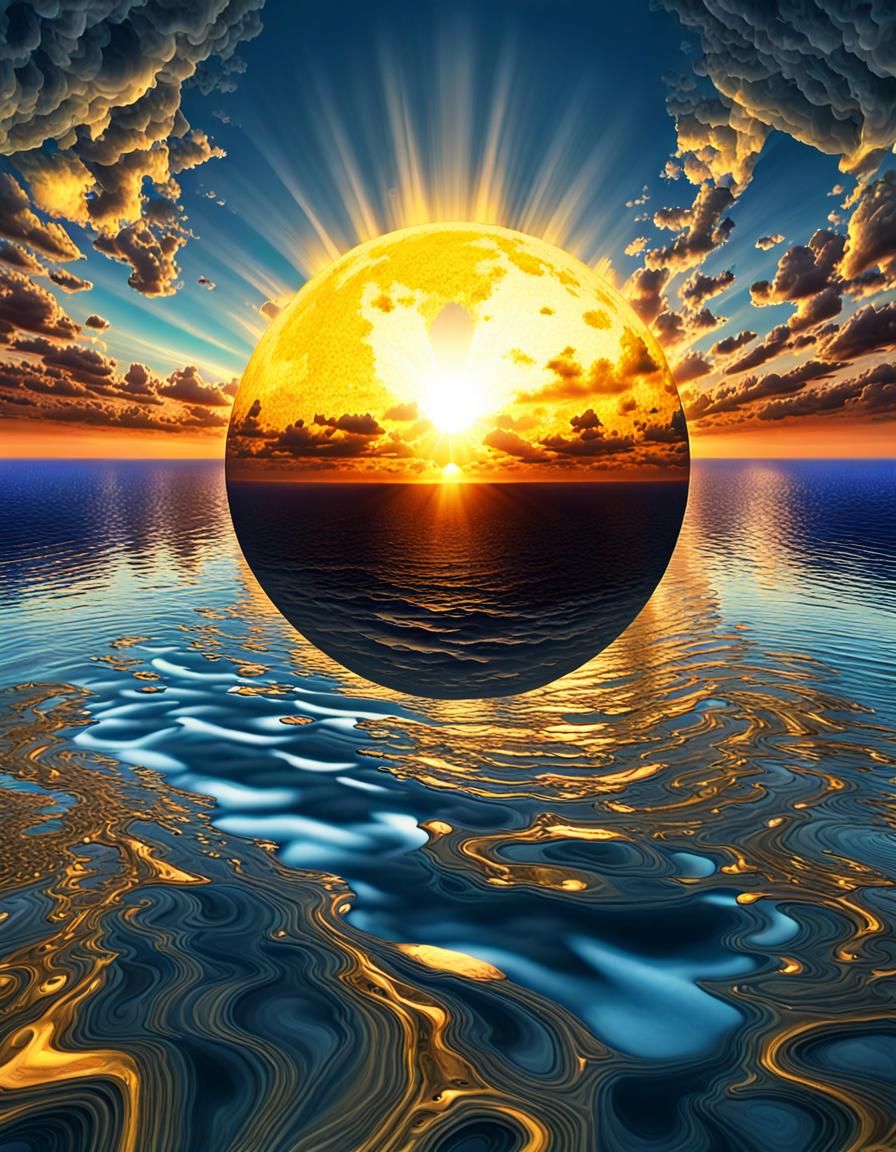 Total eclipse shaped solar eclipse above the picturesque sea ...