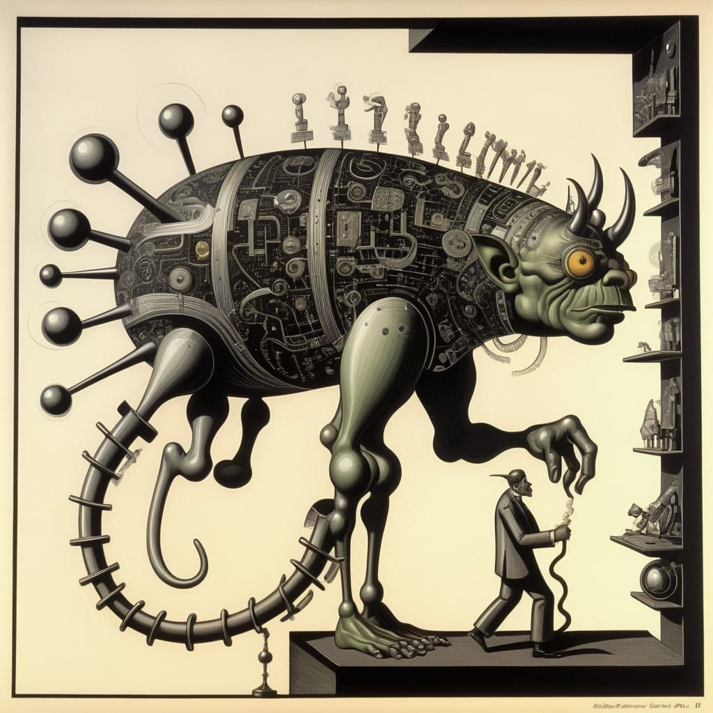 Cyborg Orc in Retrofuturistic Abstraction - AI Art