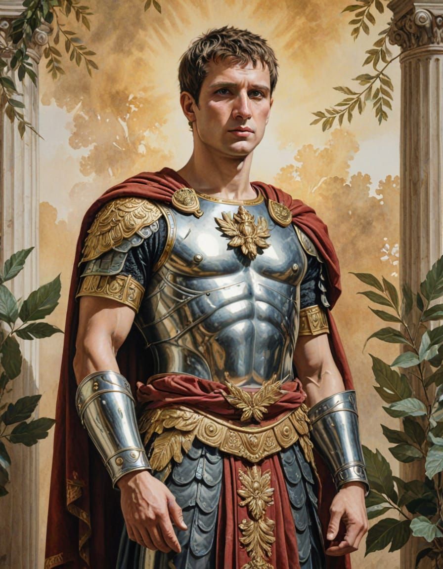 Classical Portrait of Emperor Octavian Augustus in... - AI Art