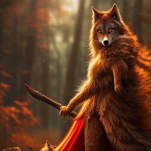 Red Wolf Woman - AI Generated Artwork - NightCafe Creator