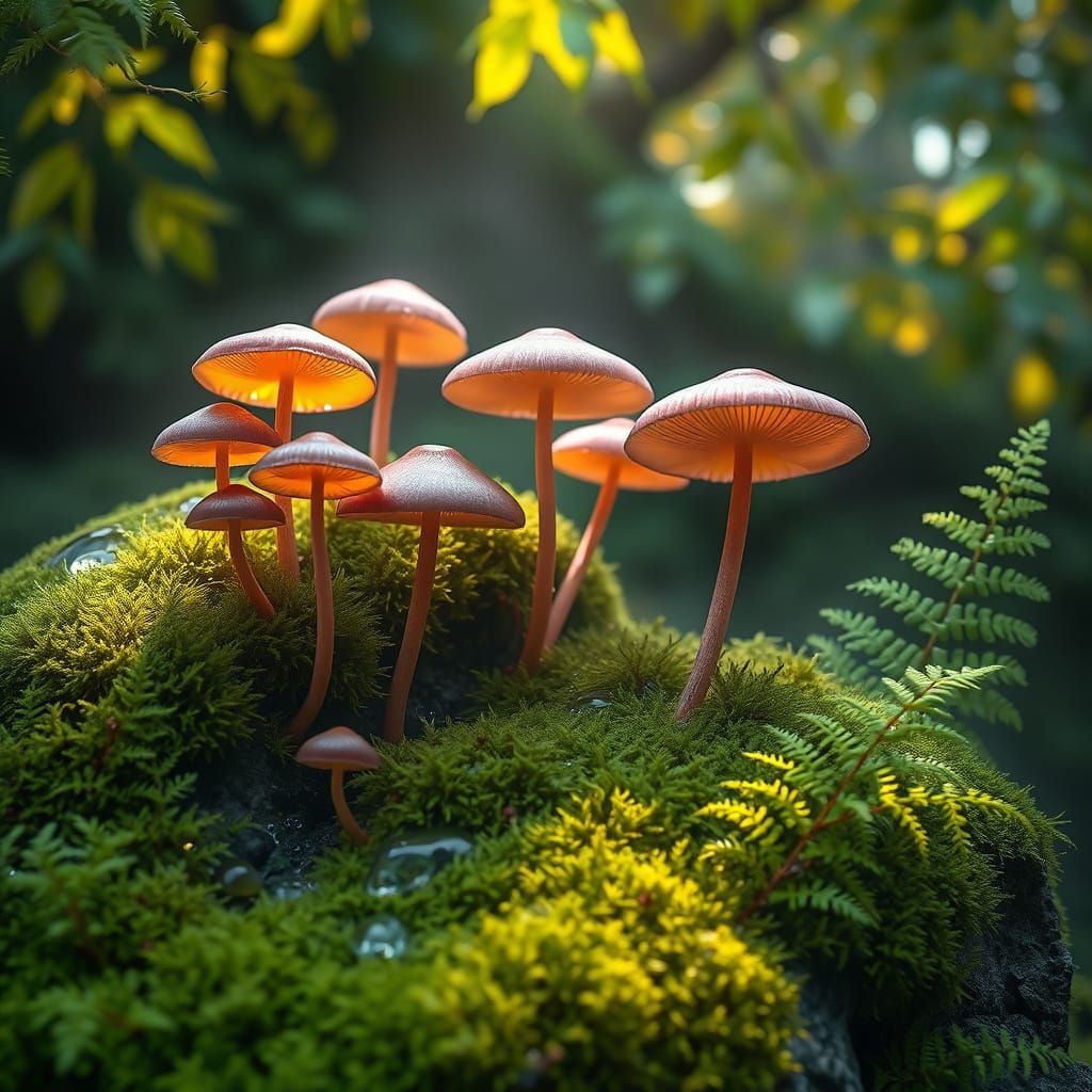 Mushrooms 4 - Mystical Amethyst Mushroom Oasis in Hyper-Real...