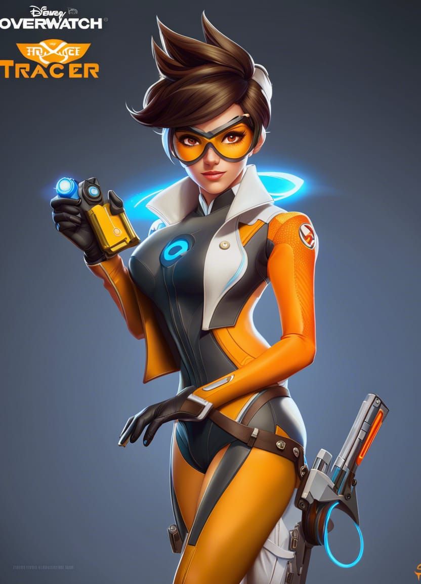 Portrait of disney Tracer from Overwatch!!!!!, intricate, elegant, highly detailed, digital ...