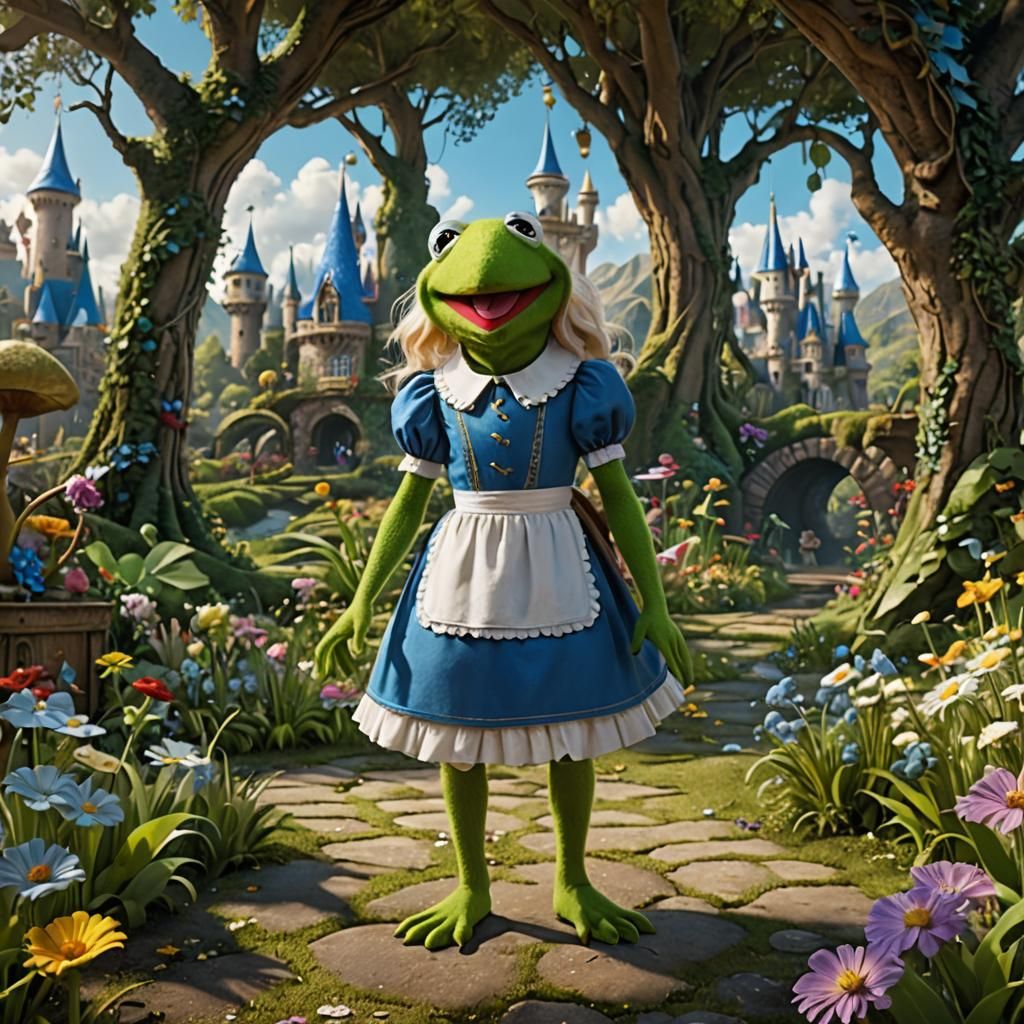 A Frog's Adventure: Kermit in Wonderland - AI Generated Artwork ...