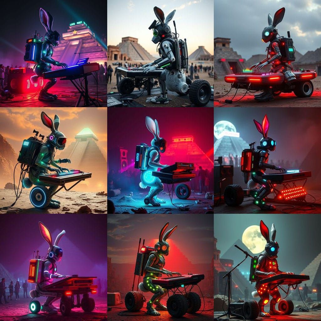 Cyberpunk Hybrid Rabbit in a Futuristic Electronic... - AI Art