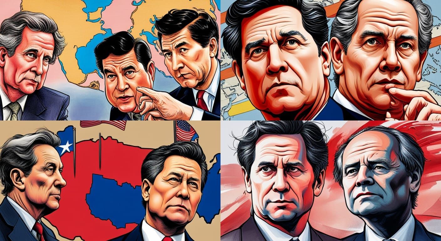 thought-provoking political cartoon-style artwork representing complex ...