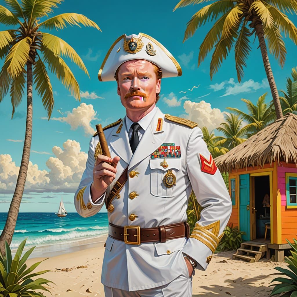 Conan O'Brien as Tropical Dictator in Exaggerated ... - AI Art