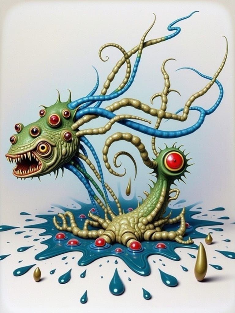 Ethereal Beast Dissolves into Tears in a Haunting,... - AI Art