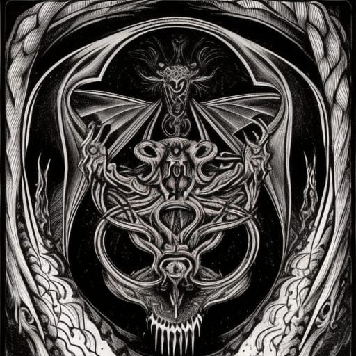 Dark Esoteric occult mythological imagery horror Eldritch intricately ...