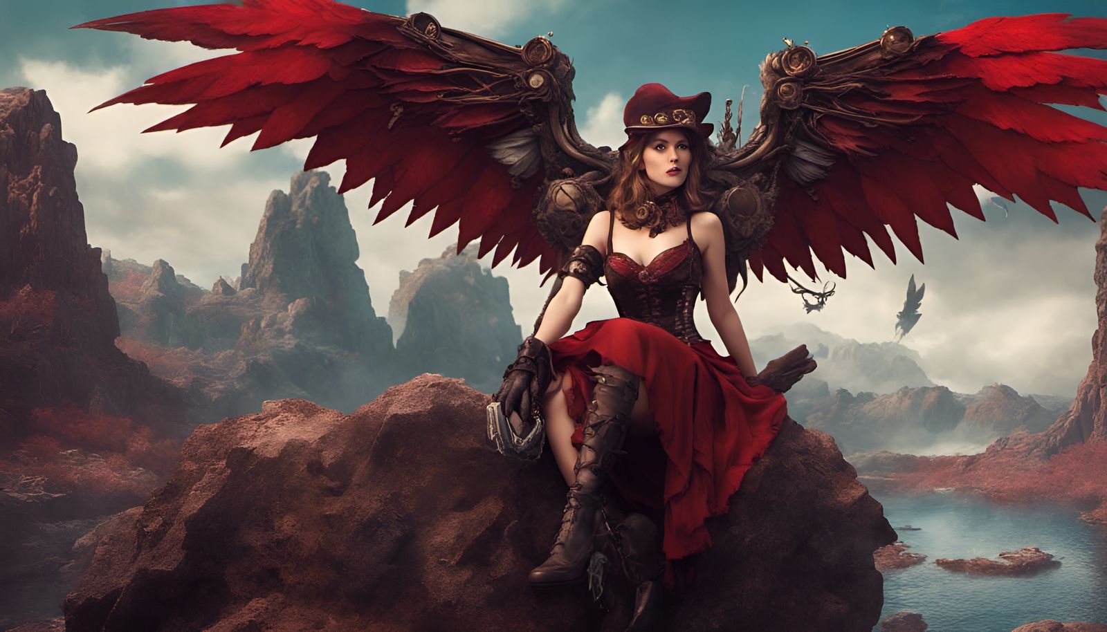 The Crimson Angel - AI Generated Artwork - NightCafe Creator