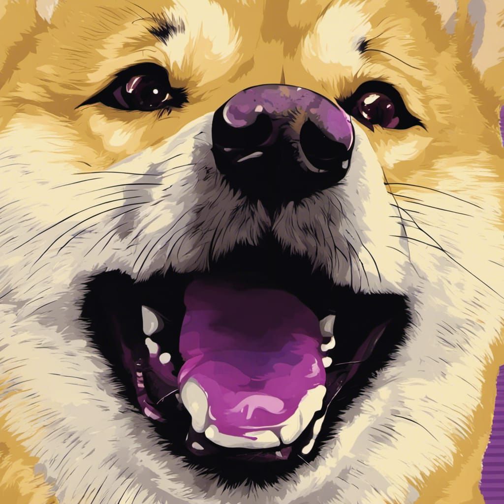 Shiba Inu pop art yellow and purple modern art 4K artwork - AI ...