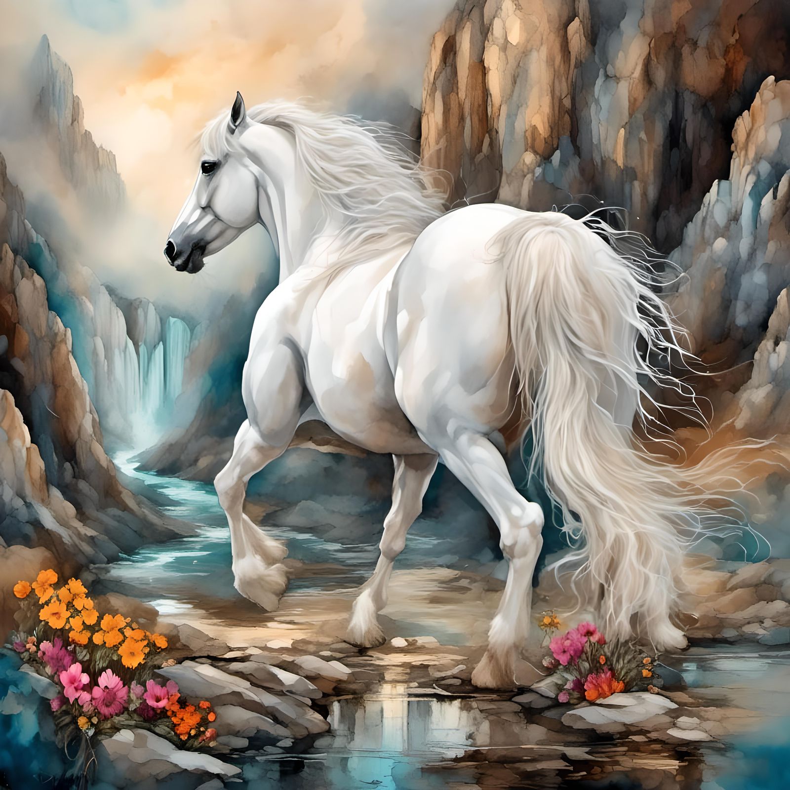 WATER_COLOR_VALLEY_22 - AI Generated Artwork - NightCafe Creator