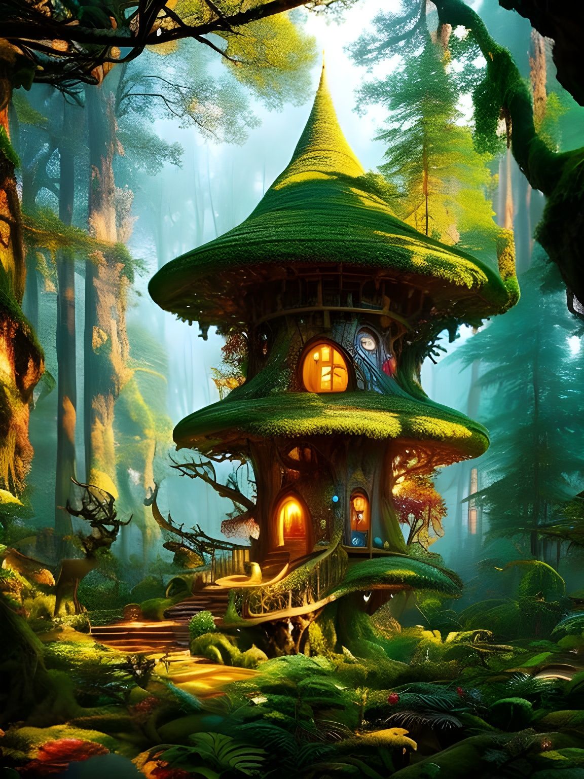 Fairytale Forest Hut - AI Generated Artwork - NightCafe Creator