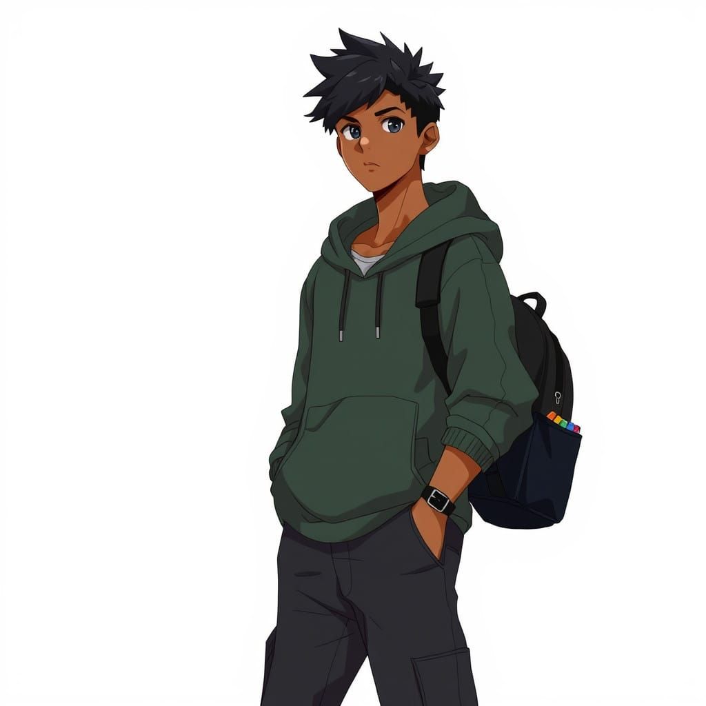 Young Anime Protagonist with a Lean, Muscular Buil... - AI Art