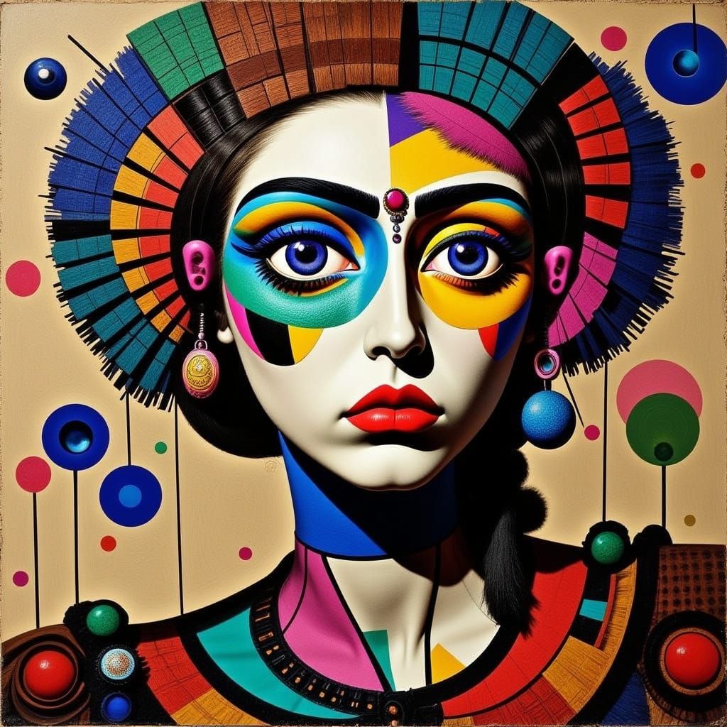 Surreal Cubist Portrait of a Monkey Queen in Earth... - AI Art