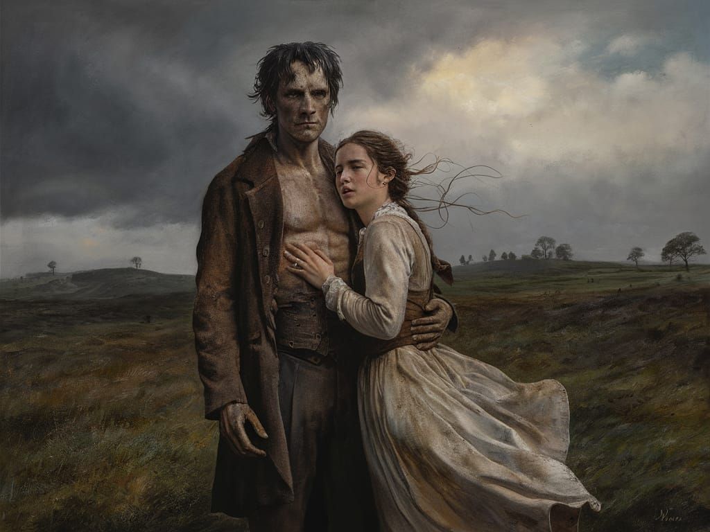 Heathcliff and Catherine Of Wuthering Heights in England in 1847 - AI ...
