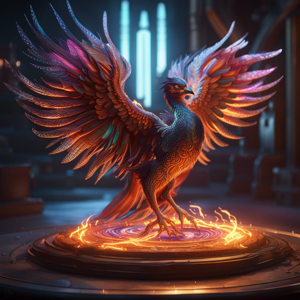 A holographic phoenix - AI Generated Artwork - NightCafe Creator