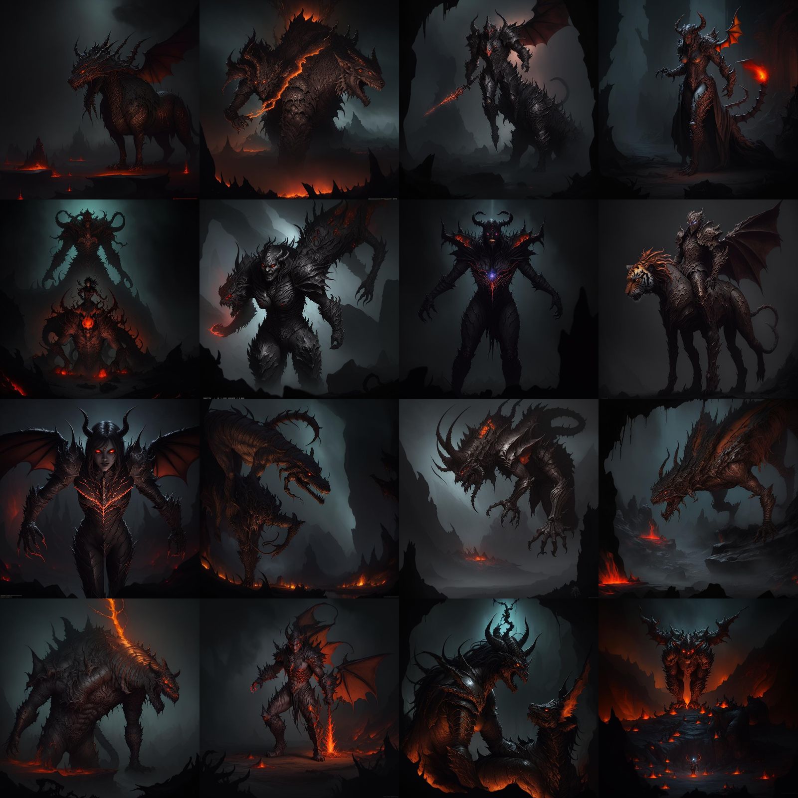 Majestic Beast Descends into Hellish Abyss in Baro... - AI Art