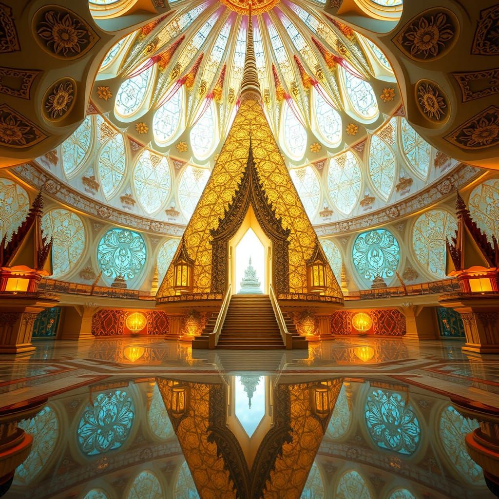 Thai-Modern Sacred Pyramid of Siam: A Fusion of An... - AI Art