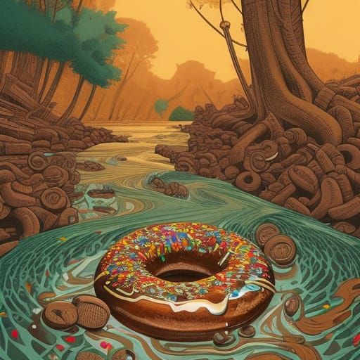 Donut river - AI Generated Artwork - NightCafe Creator