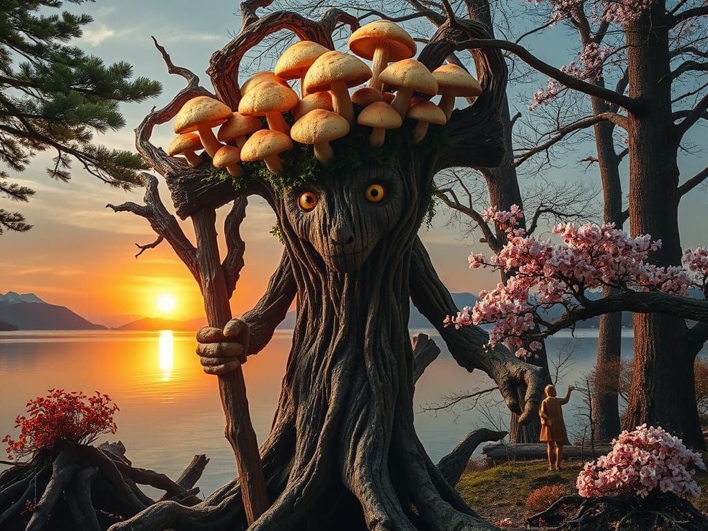 Hyper-Realistic Tree Monster Portrait in Golden Fo... - AI Art