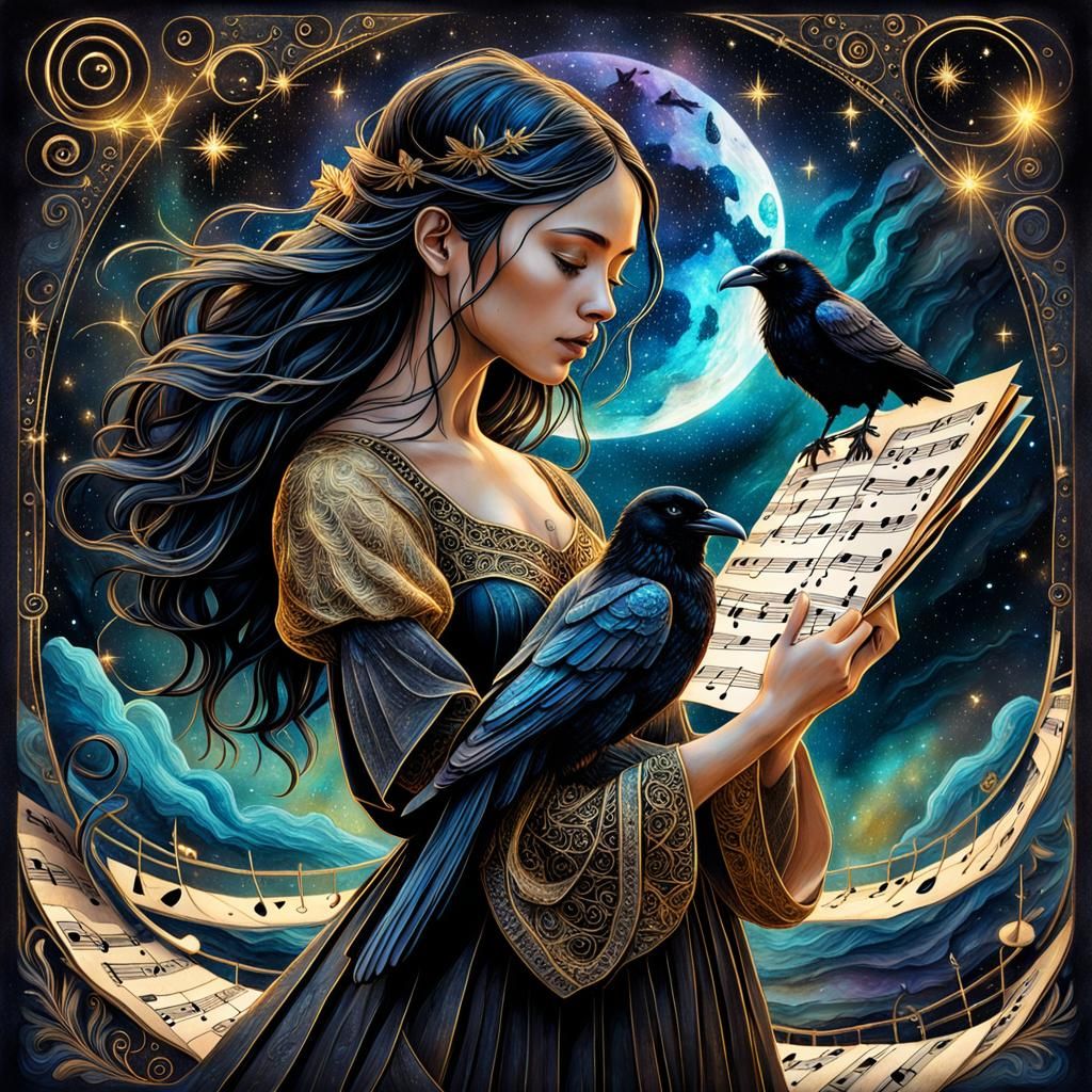 alcohol ink, thin black and gold lines, 3-D, textured, centered ...