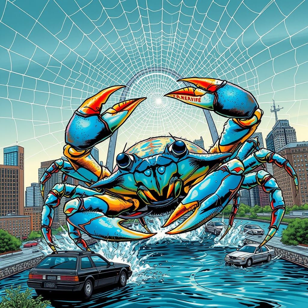 Web spinning crab attacks downtown!!!