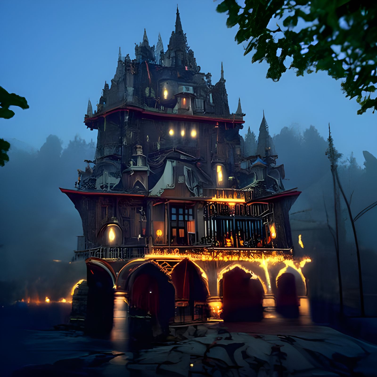 Medieval Haunted Castle Under the Moonlight - AI Generated Artwork ...