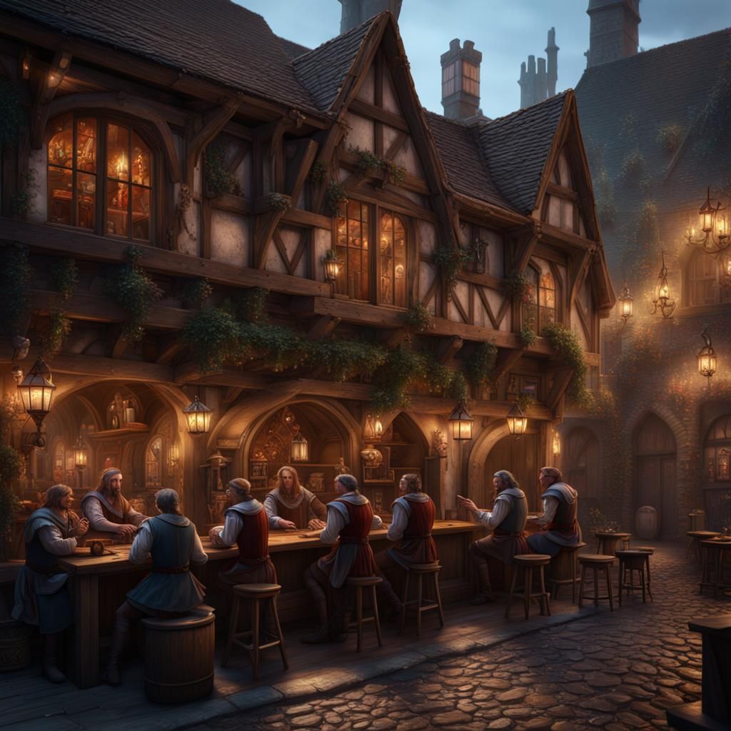 Medieval pub with musicians - AI Generated Artwork - NightCafe Creator