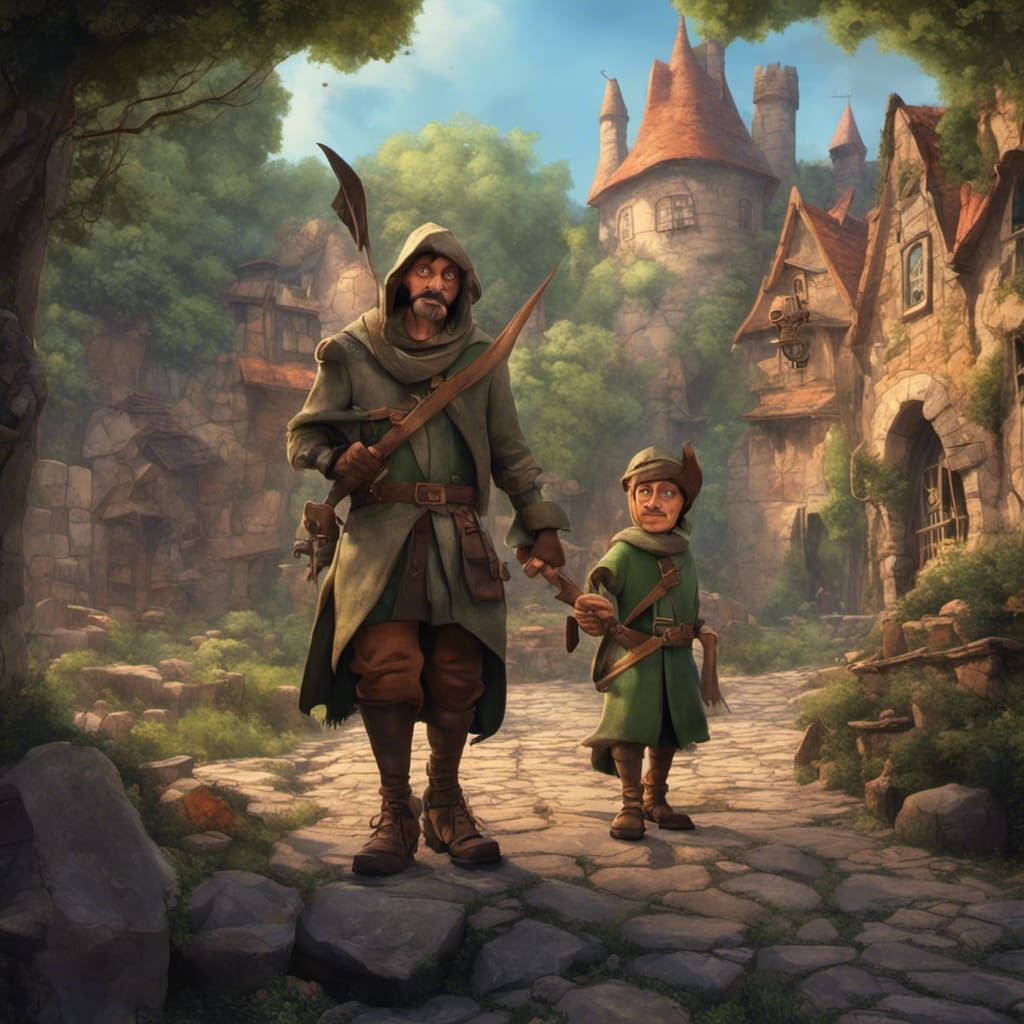 Beggar and Thief in the style of Disney's 1973 animated Robin Hood - AI ...