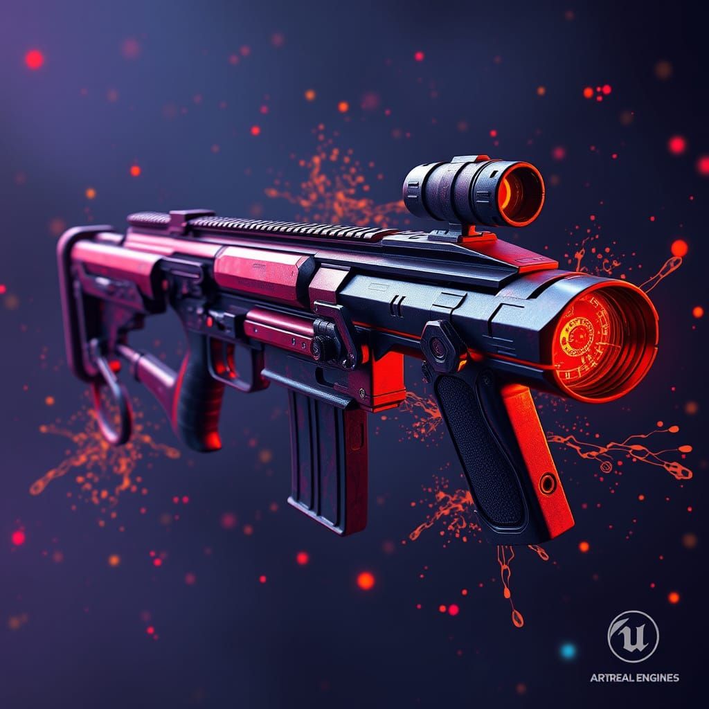 Futuristic rifle - Epic Cyberpunk Rifle in a Vibrant Futuris...