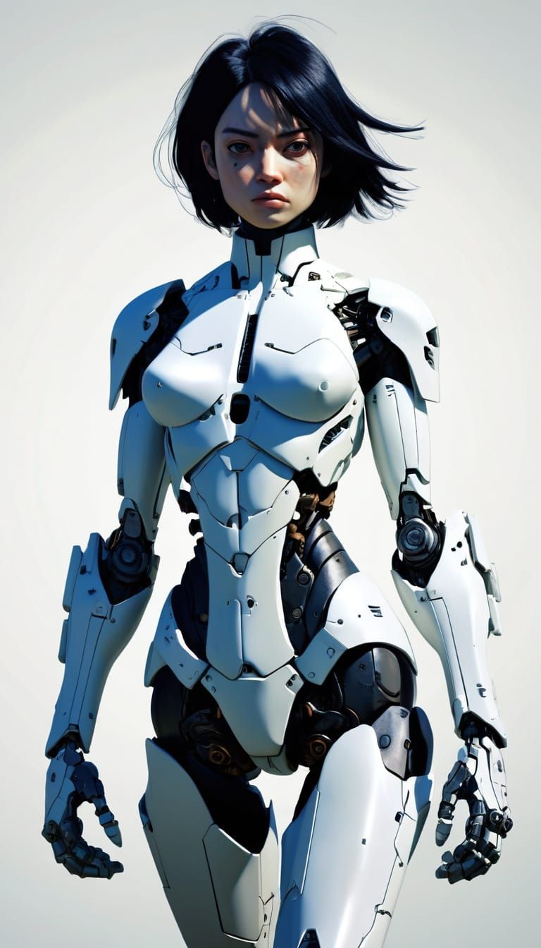 Cubist Battle Angel in Ethereal Minimalist Style - AI Art