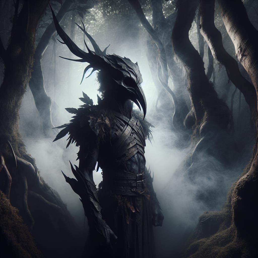 Brooding Forest Warrior in Dark Fantasy Hyperrealism This dark fantasy ...