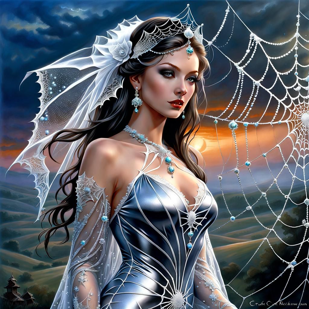 Portrait of a Mysterious Spiderweb Beauty - AI Generated Artwork - NightCafe Creator