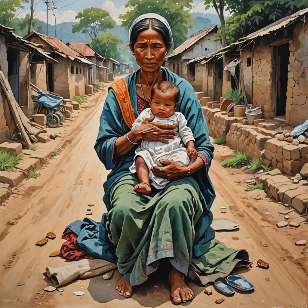 A loving poor mother - AI Generated Artwork - NightCafe Creator