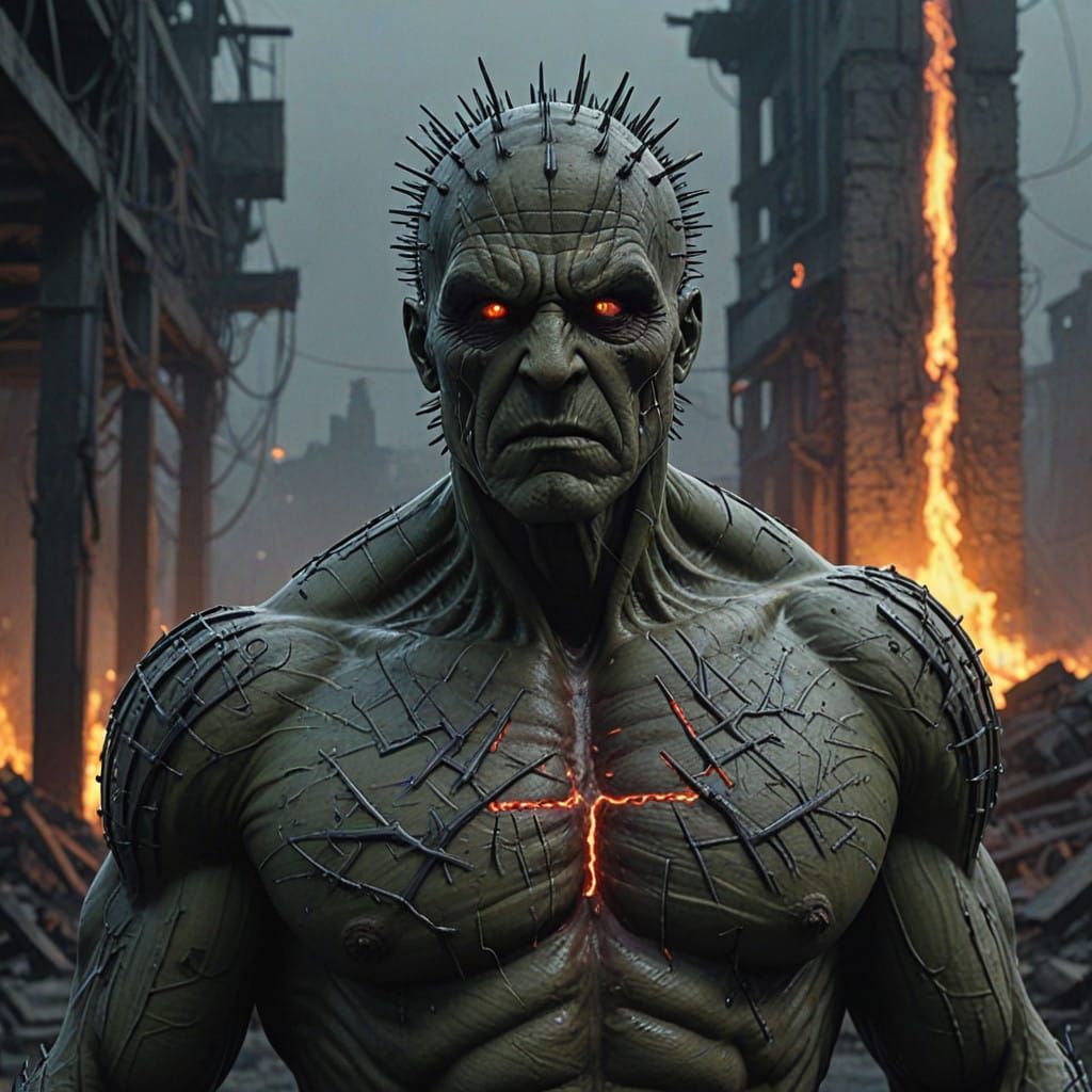 A hyperrealistic, highly detailed 3d render of Pinhead, from the movie ...