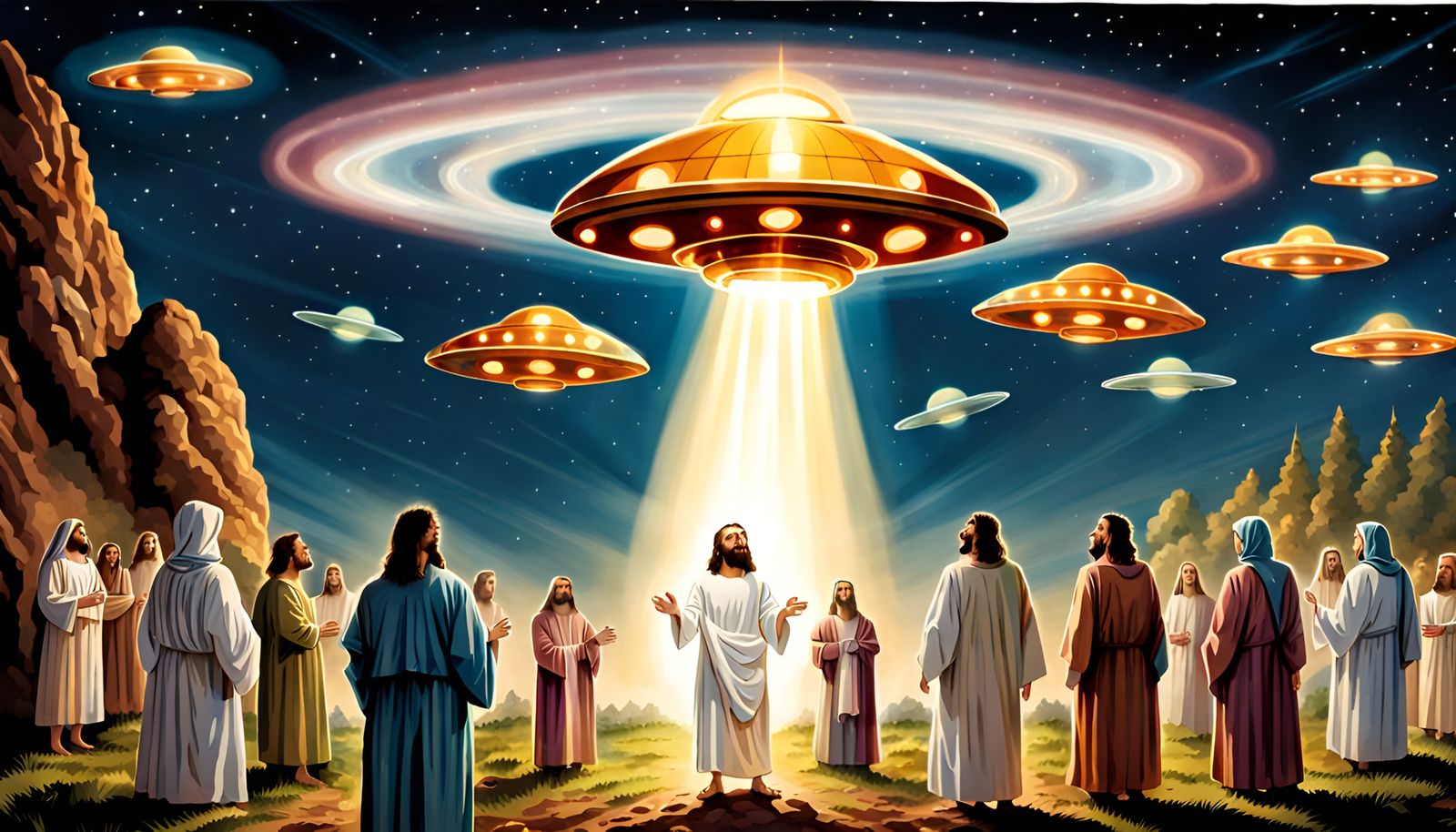 Jesus and ufos - AI Generated Artwork - NightCafe Creator