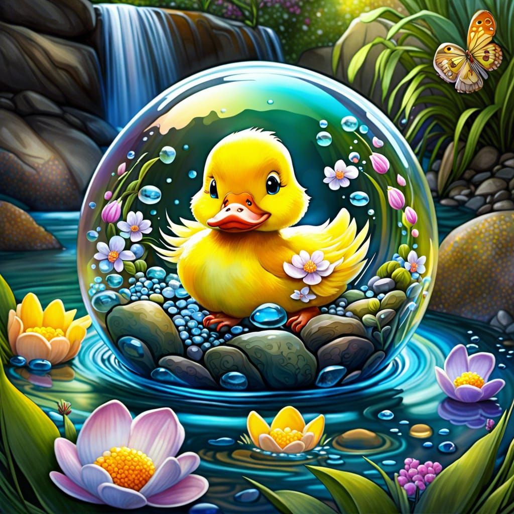 Duckie in a water bubble - AI Generated Artwork - NightCafe Creator
