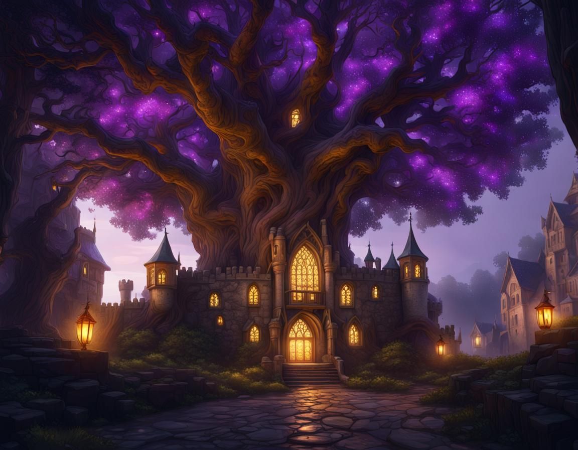fusion between old tree and medieval castle - AI Generated Artwork ...