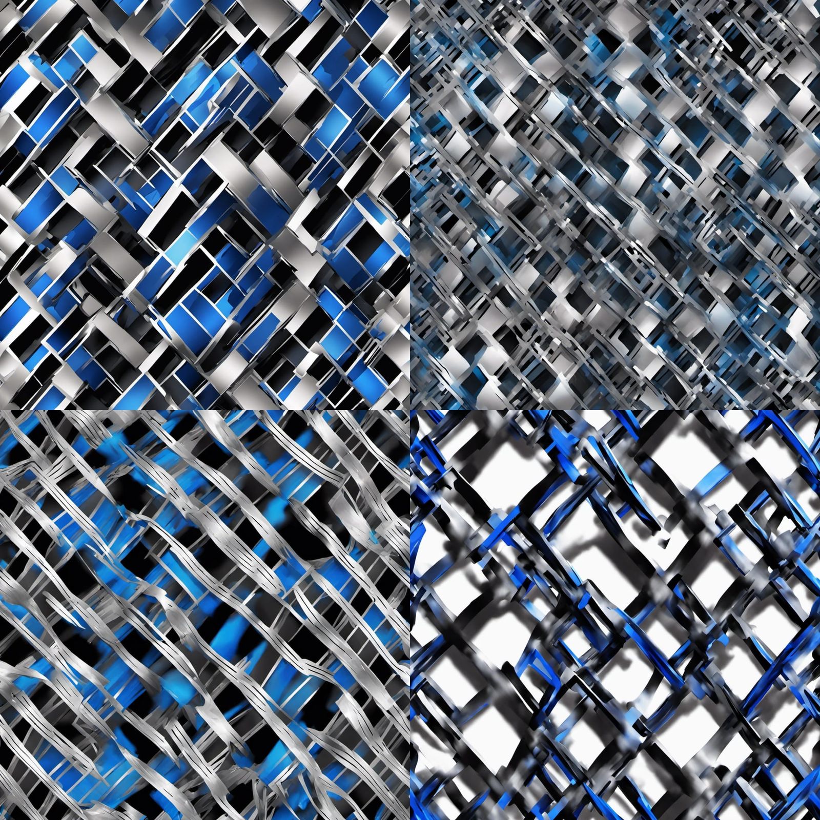 Lattice pattern, Blue, silver, black, no edges - AI Generated Artwork ...