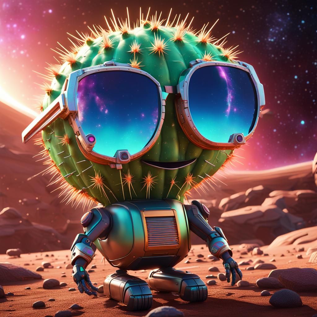 A happy cactus space explorer. - AI Generated Artwork - NightCafe Creator