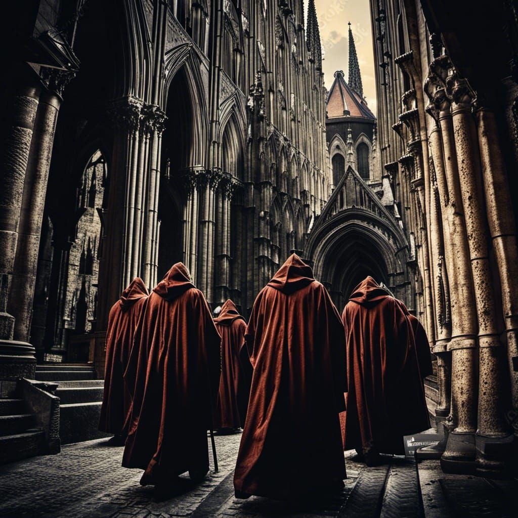 Gregorian Monk Procession - AI Generated Artwork - NightCafe Creator