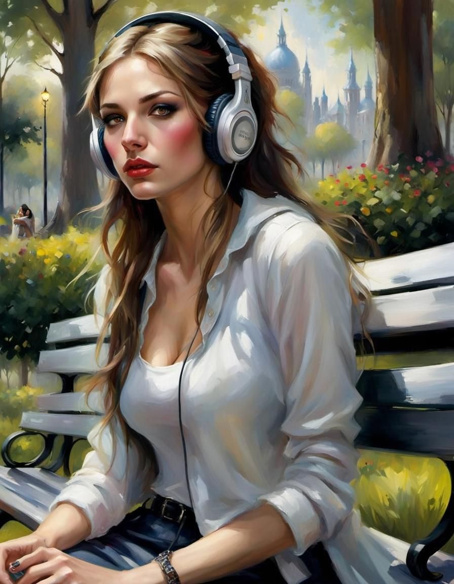 Girl in park is nervously waiting for a date to show up - AI Generated ...