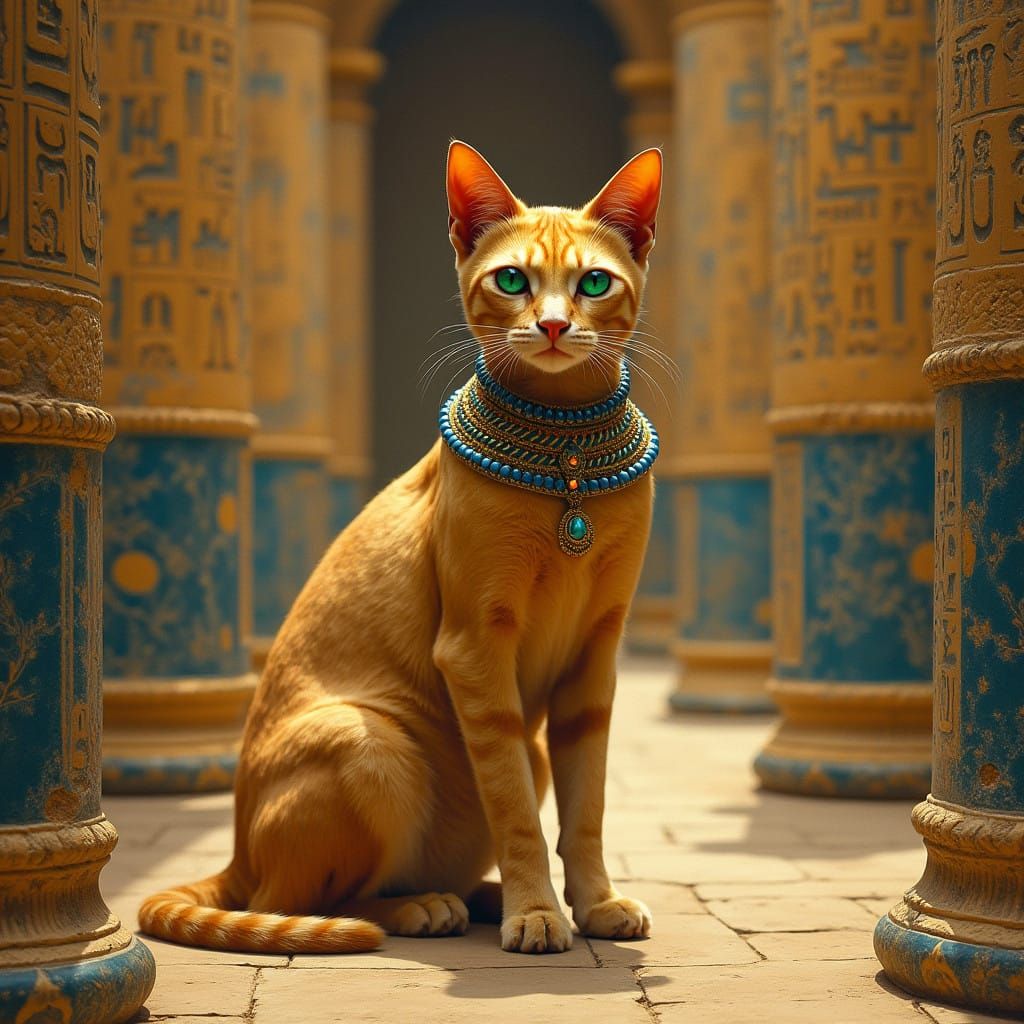 a beautiful Egyptian cat in ancient Egypt