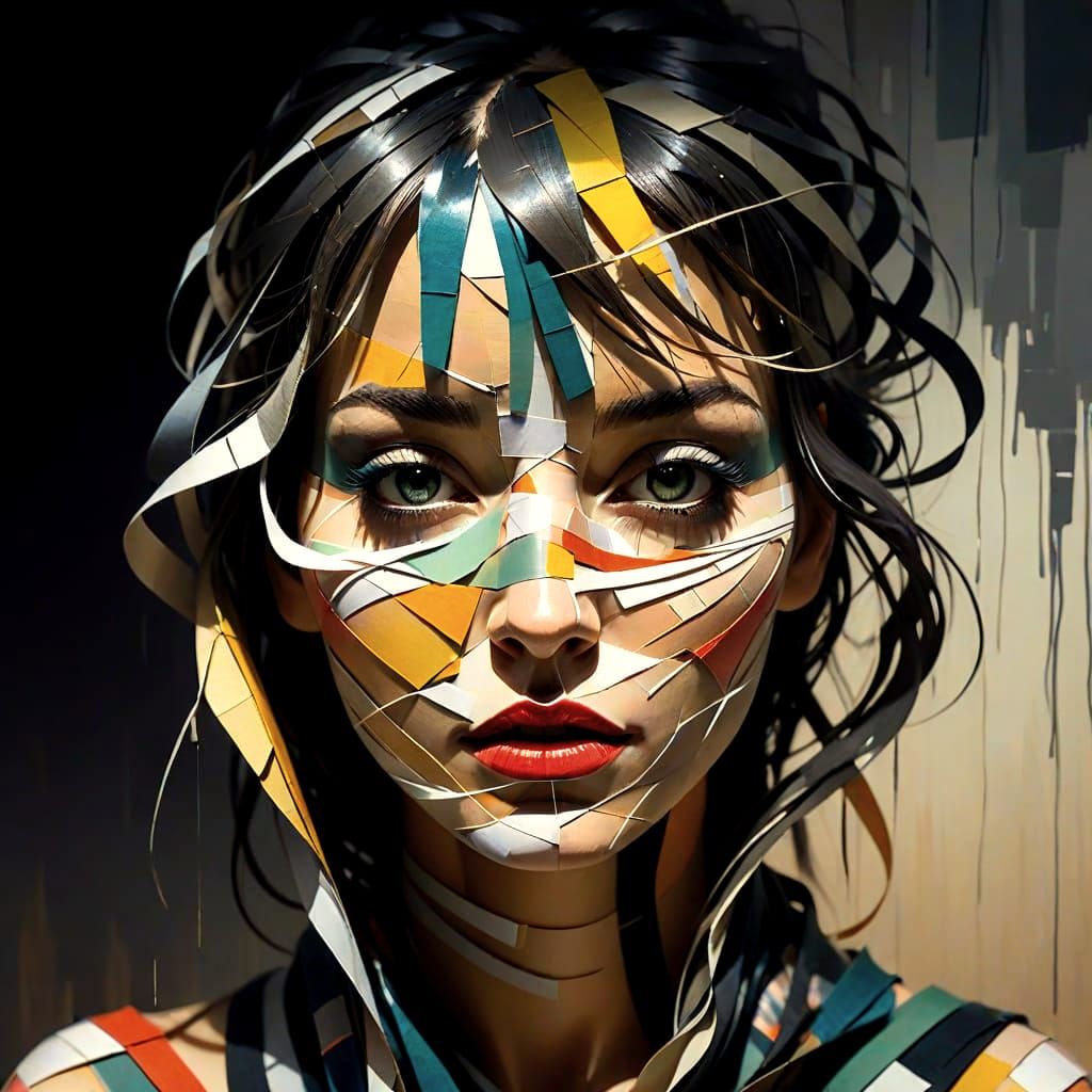 Paper Spirals Wrap a Beautiful Female Form in a Wh... - AI Art