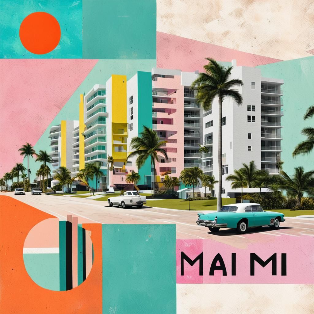 Miami Collage - AI Generated Artwork - NightCafe Creator