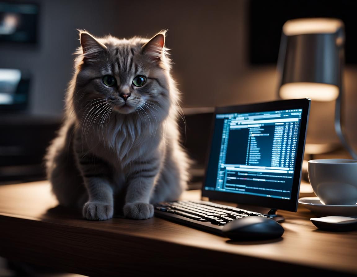 Programmer cat - AI Generated Artwork - NightCafe Creator