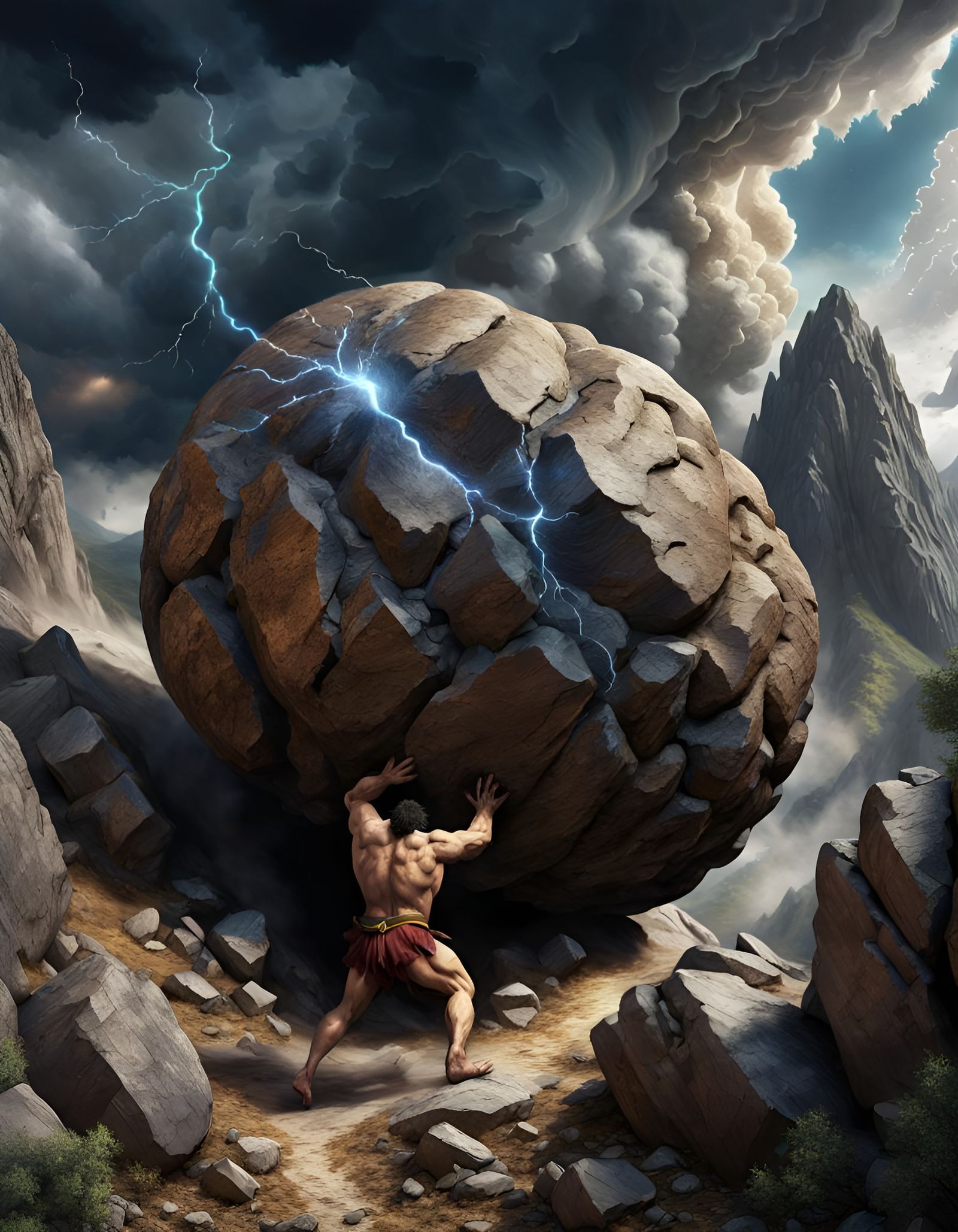 The Journey of Sisyphus - AI Generated Artwork - NightCafe Creator