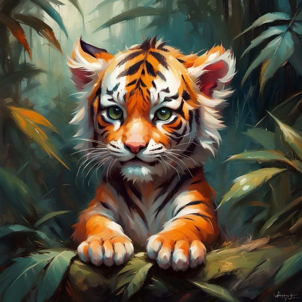 Adorable Tiger Cub Art - AI Generated Artwork - NightCafe Creator