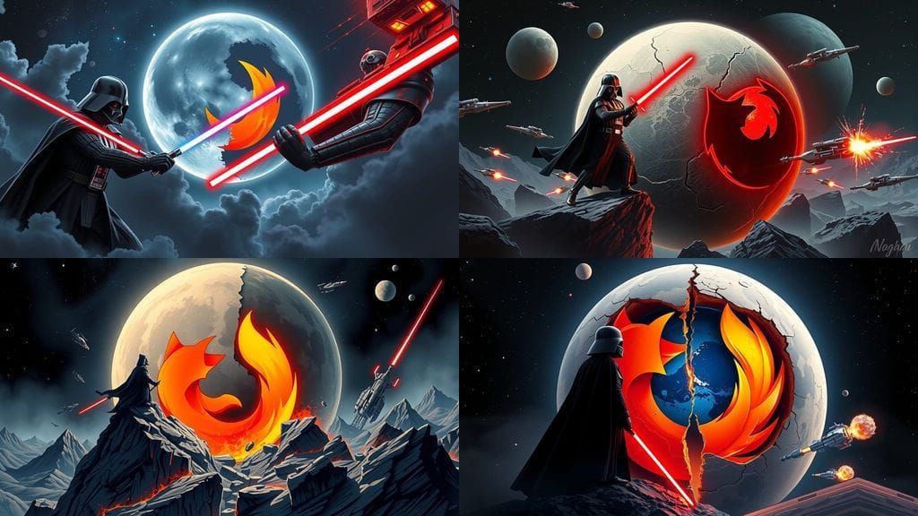 Galactic Firefox Moon Battle in Star Wars - AI Art